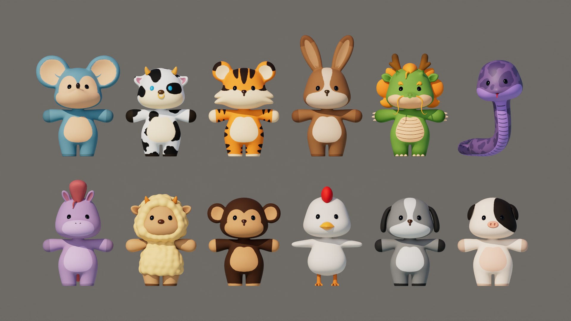 Rigged Cartoon Animals Collection Pack 3D - TurboSquid 2197610