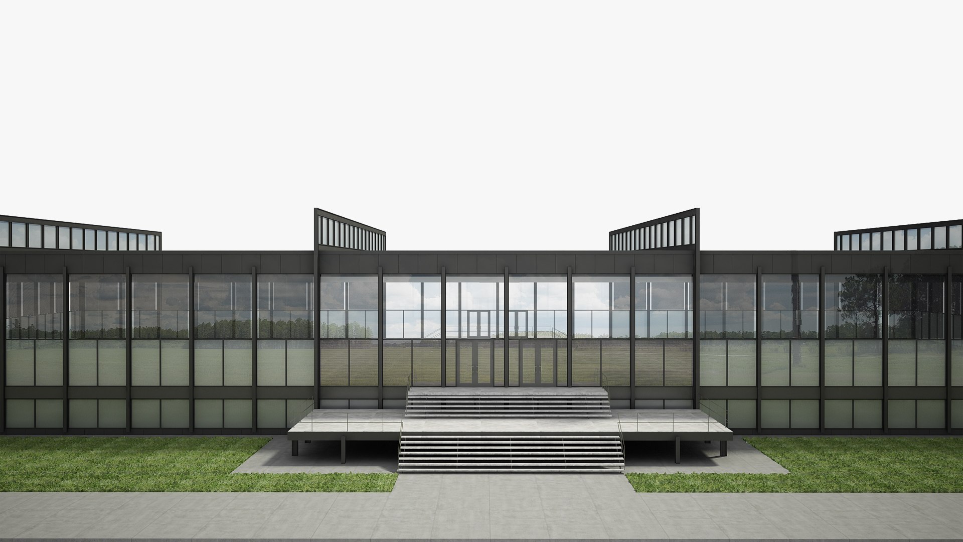 3D modern glass office building - TurboSquid 1432707