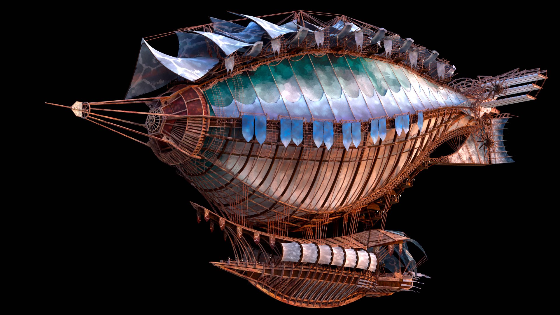 3D Airship fantastic model - TurboSquid 2103455
