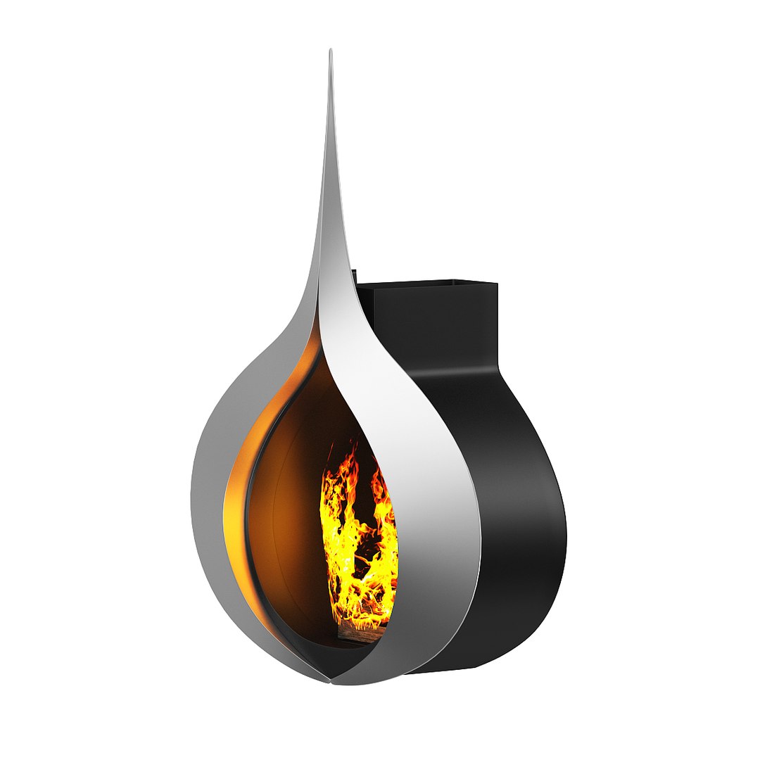 3d modern wall fireplace