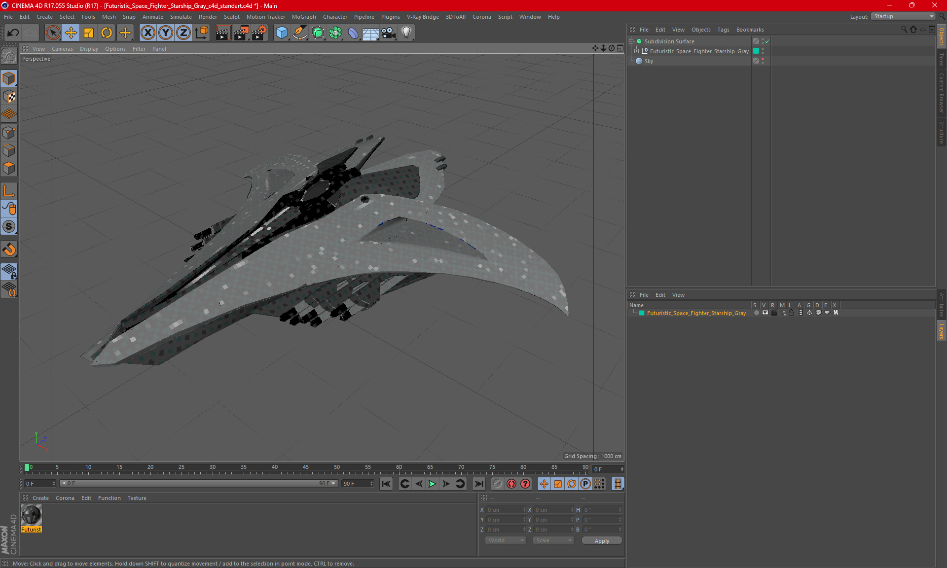 modelo 3d Nave espacial futurista de combate espacial Gris - TurboSquid 2243520