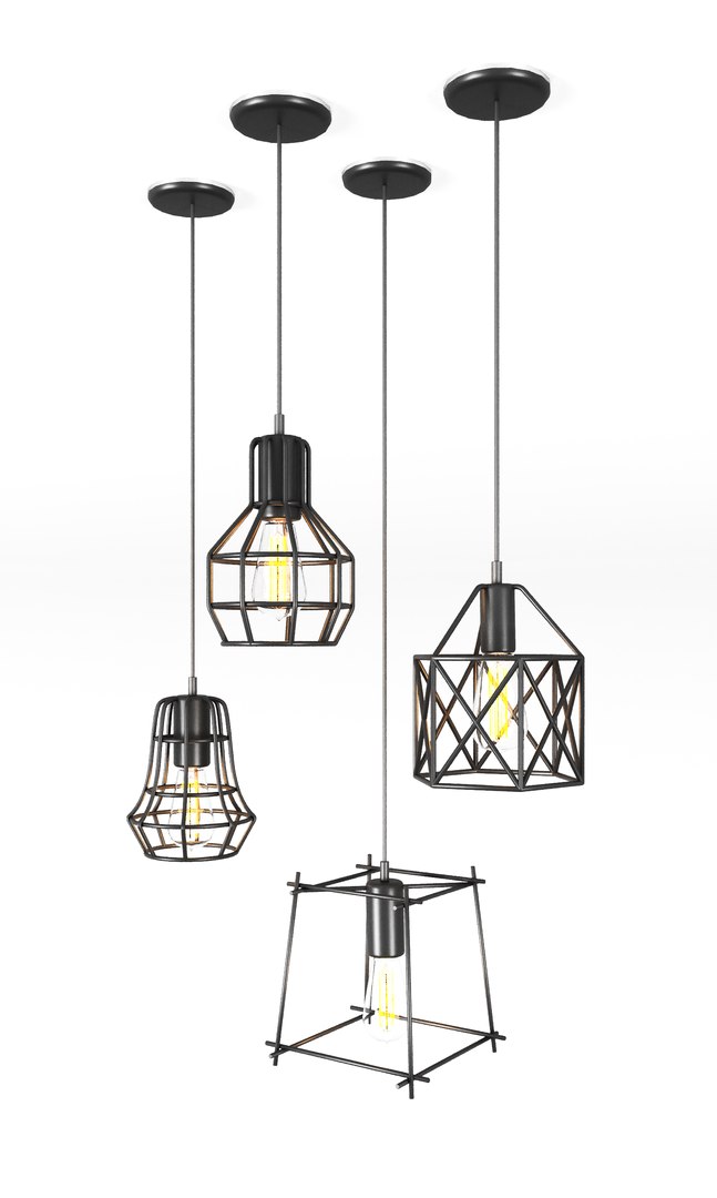 3D Cage Pendant Lights 1 - TurboSquid 2071213