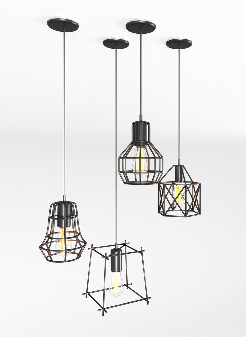 3D Cage Pendant Lights 1 - TurboSquid 2071213