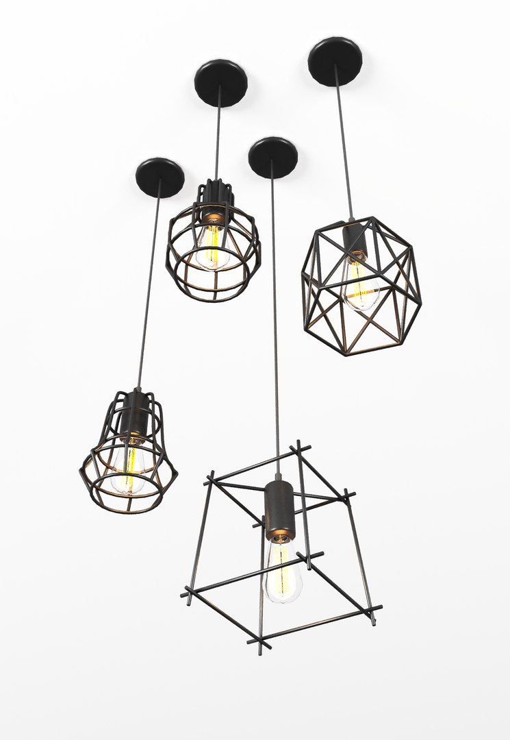 3D Cage Pendant Lights 1 - TurboSquid 2071213