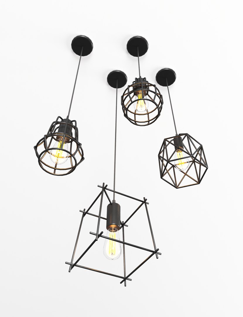 3D Cage Pendant Lights 1 - TurboSquid 2071213