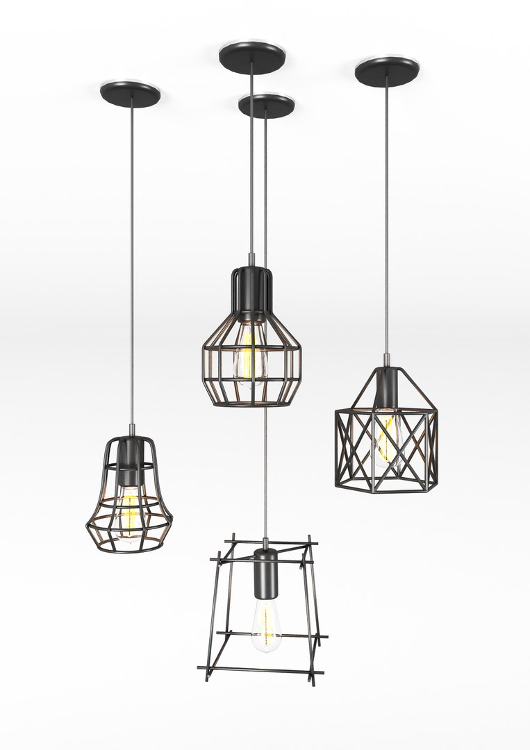 3D Cage Pendant Lights 1 - TurboSquid 2071213