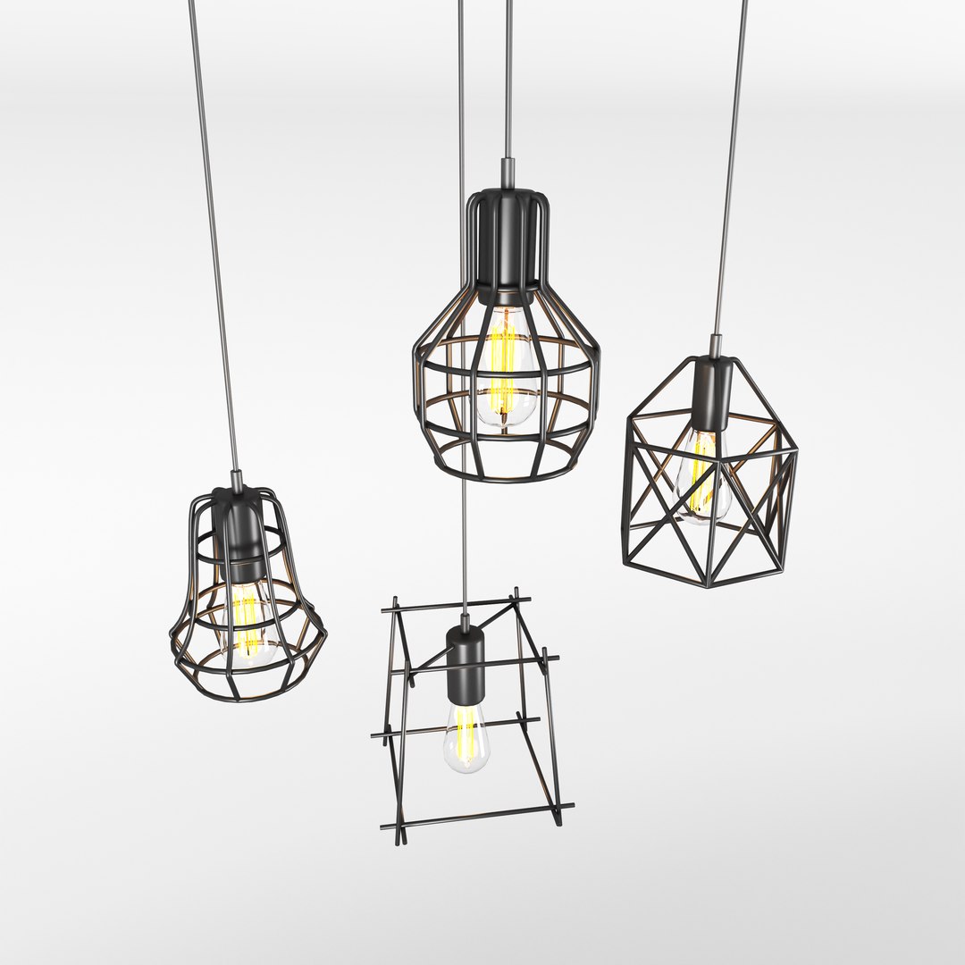 3D Cage Pendant Lights 1 - TurboSquid 2071213