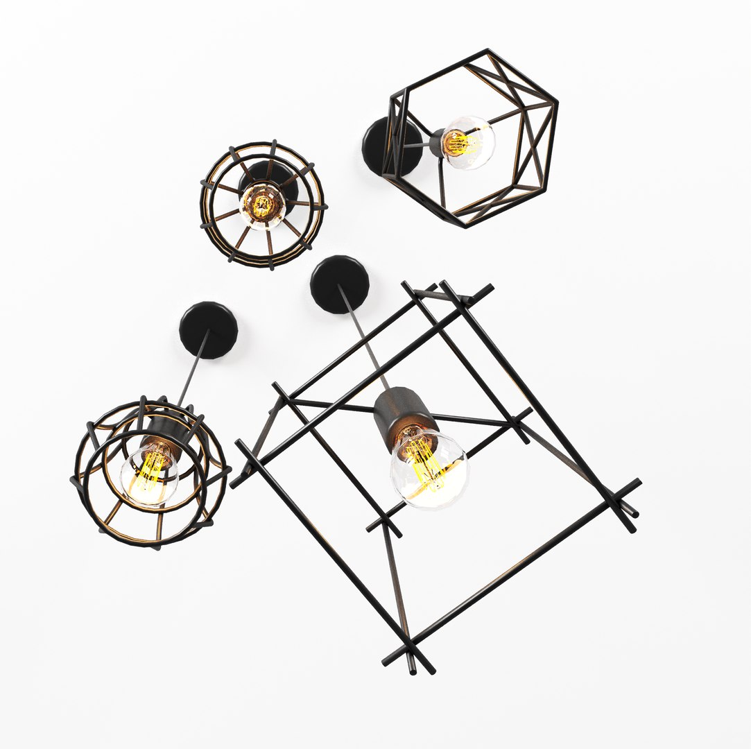 3D Cage Pendant Lights 1 - TurboSquid 2071213