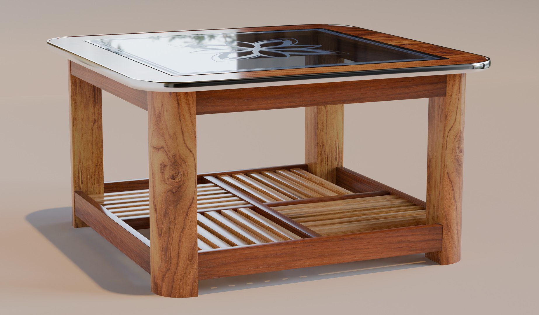 Wooden Glass Table 3D Model - TurboSquid 2276608