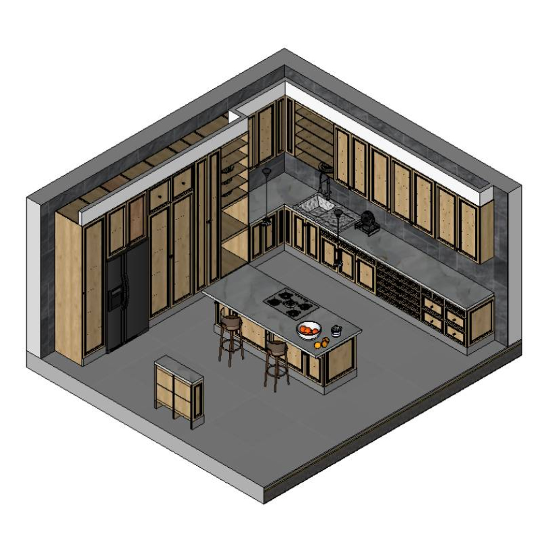 3 Style 3D Boiserie Kitchen Revit 3D 모델 - TurboSquid 1722628