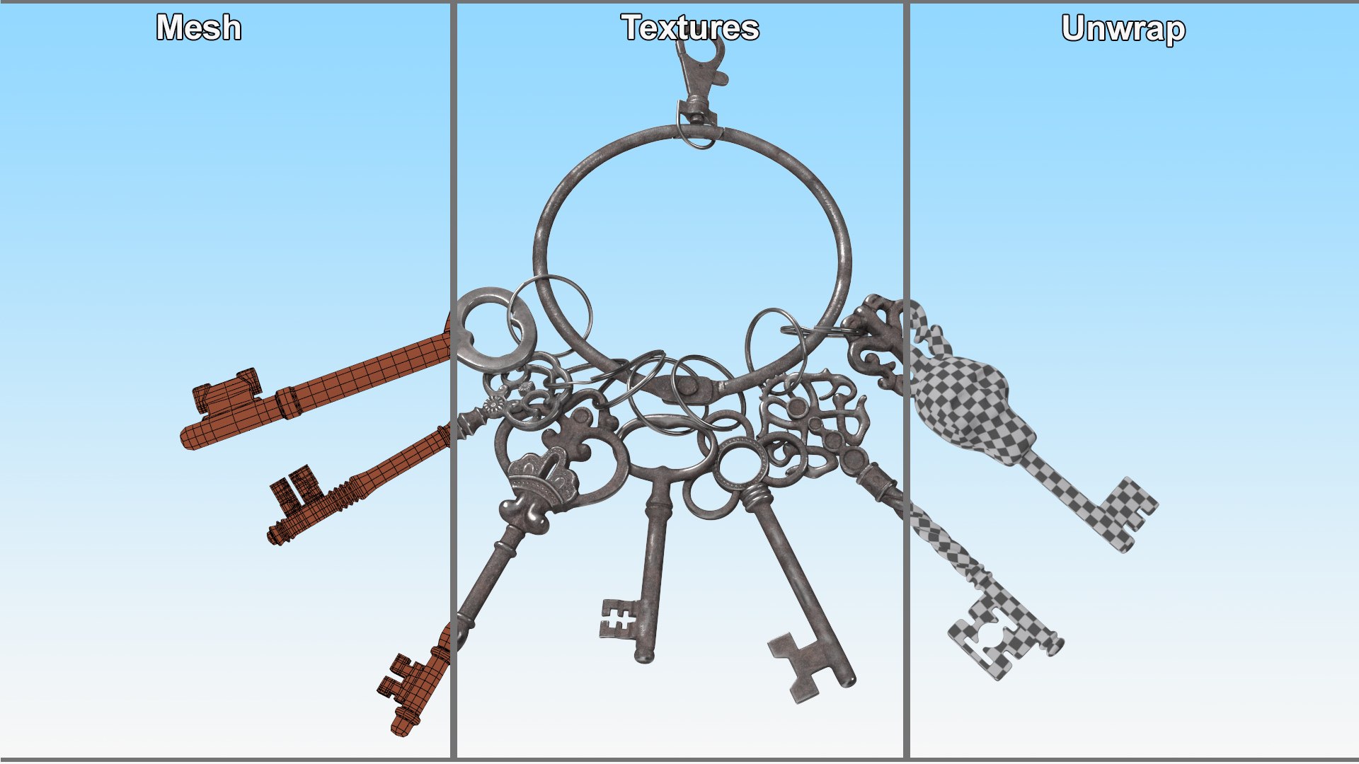 3D Skeleton Keys Bunch Steel - TurboSquid 2248105