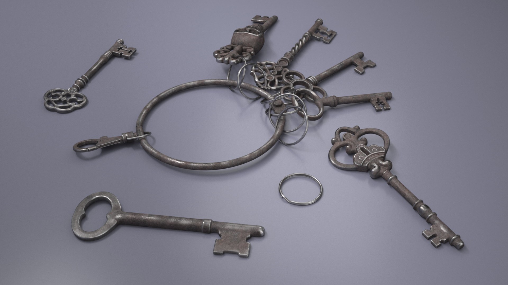 3D Skeleton Keys Bunch Steel - TurboSquid 2248105