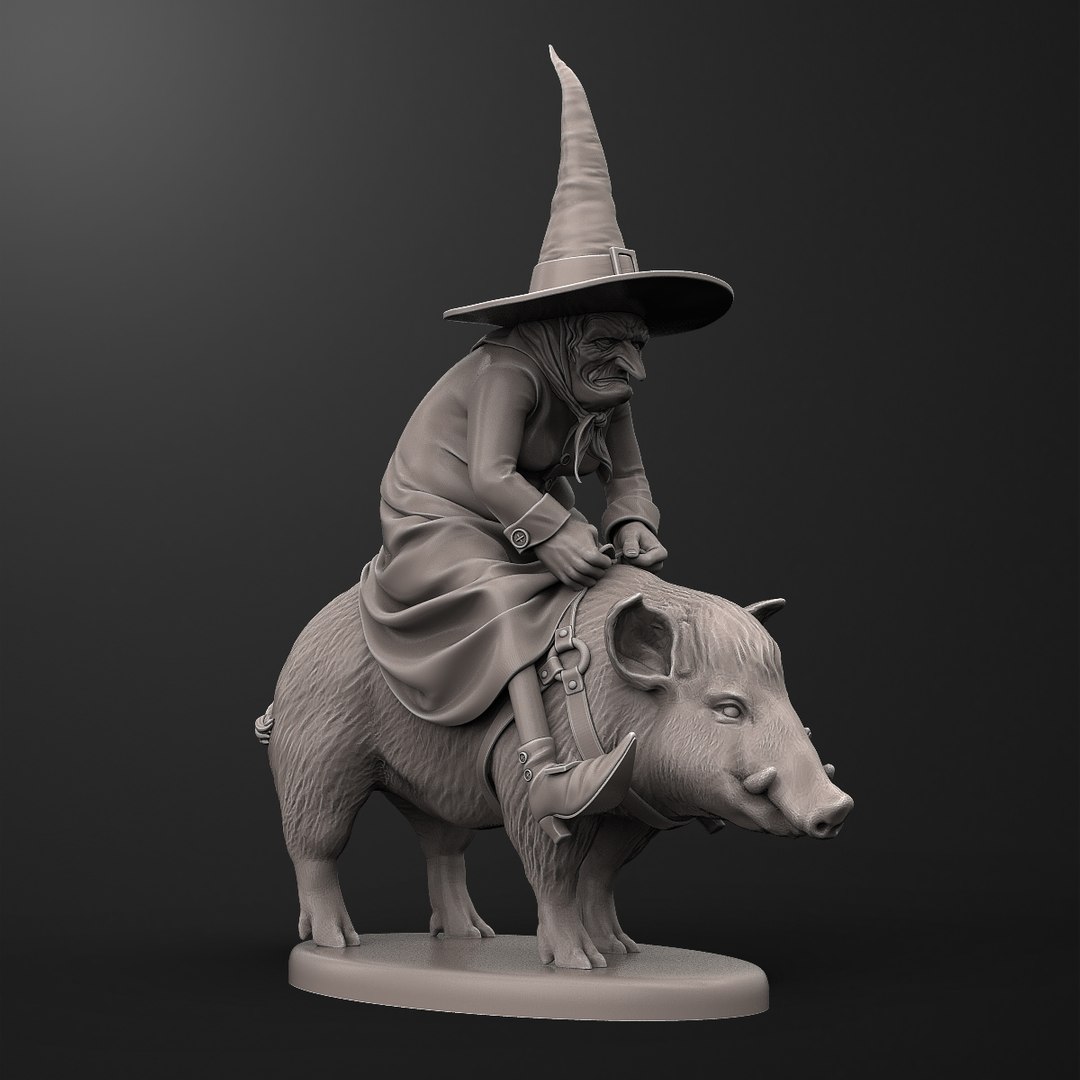 Witch ride pig print 3D model - TurboSquid 1534370