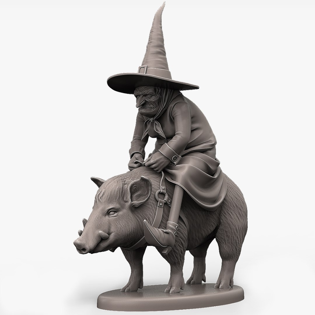 Witch ride pig print 3D model - TurboSquid 1534370
