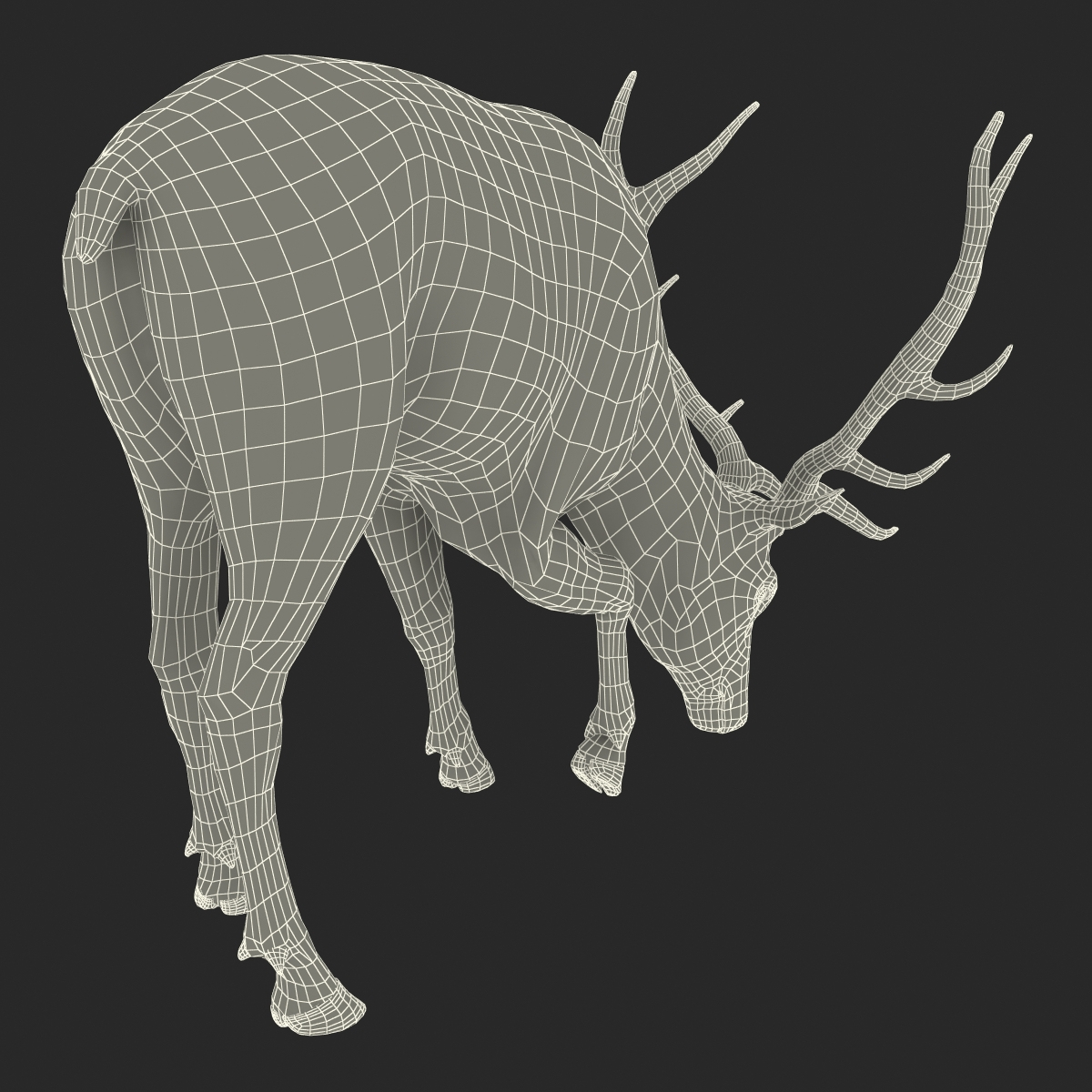 3d elk eating pose fur model