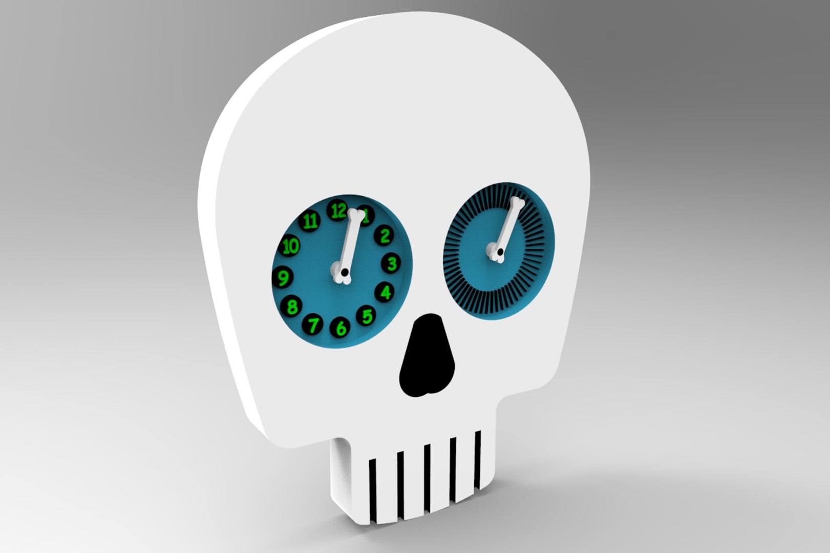 skull head clock 3d max