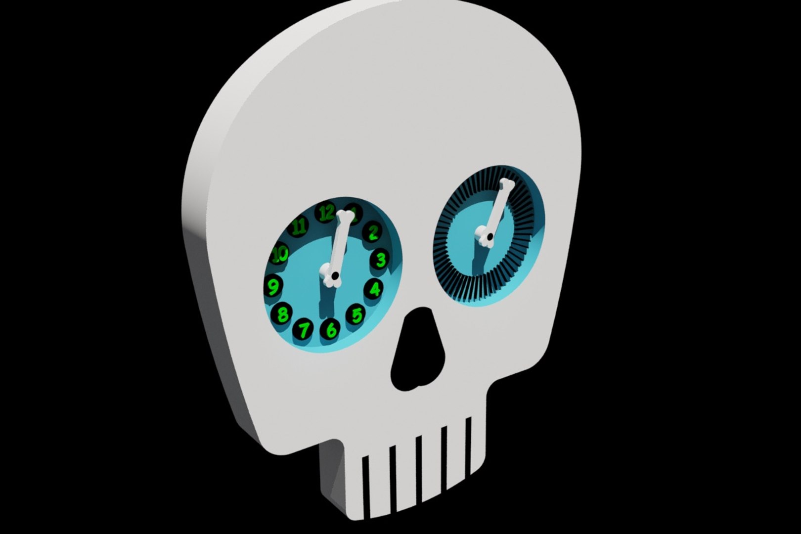 skull head clock 3d max