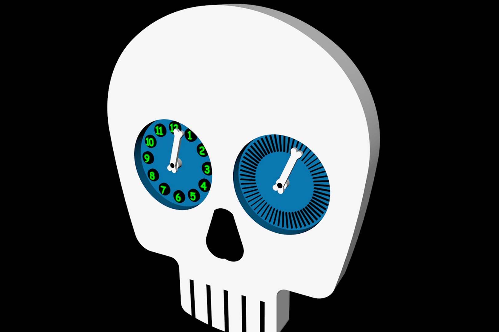 skull head clock 3d max
