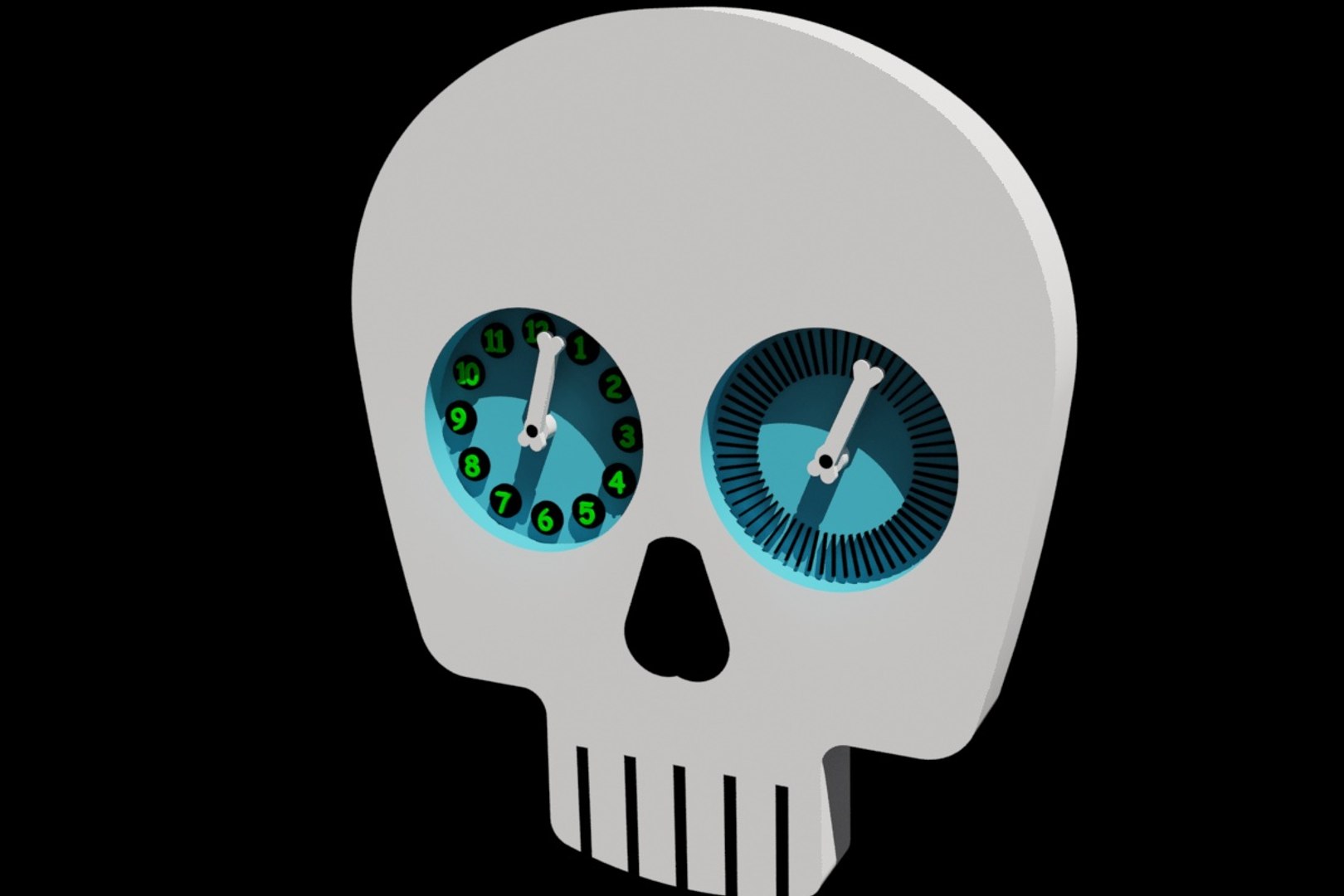 skull head clock 3d max