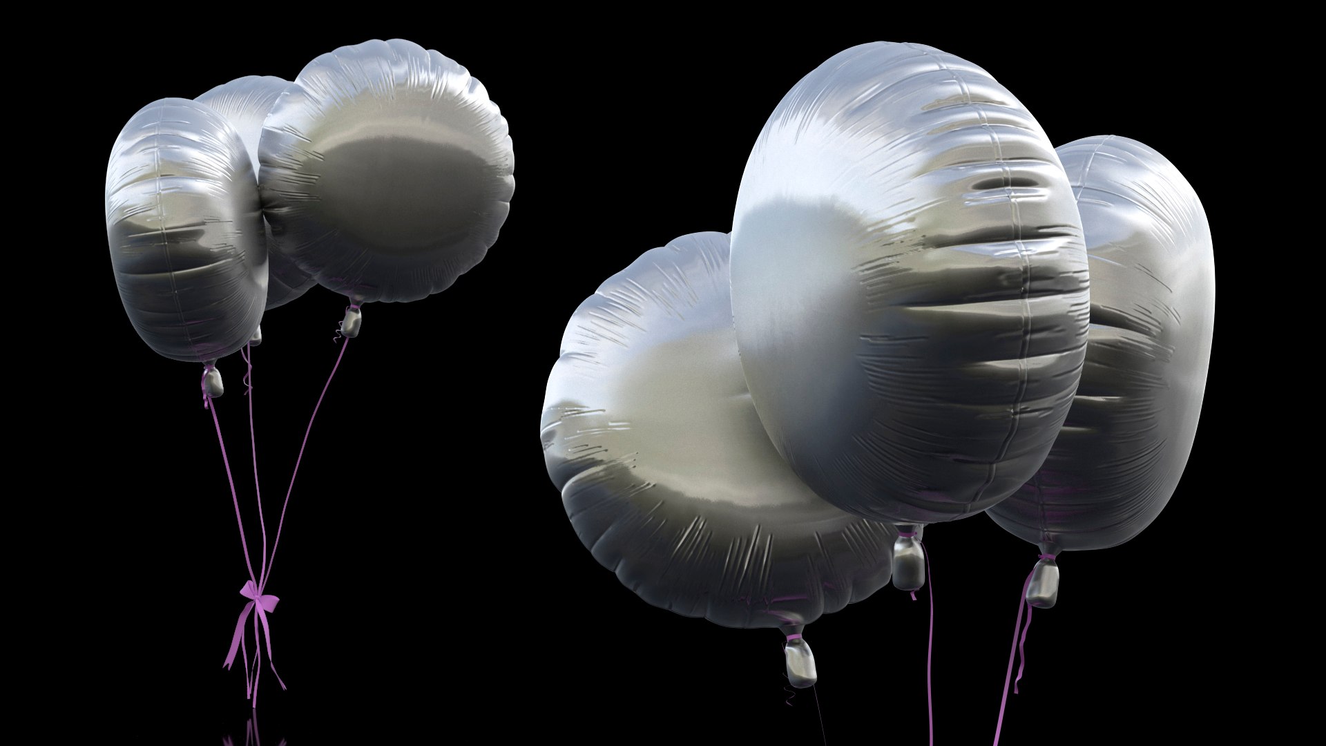 Party Helium Balloons Chrome 3D - TurboSquid 2080772