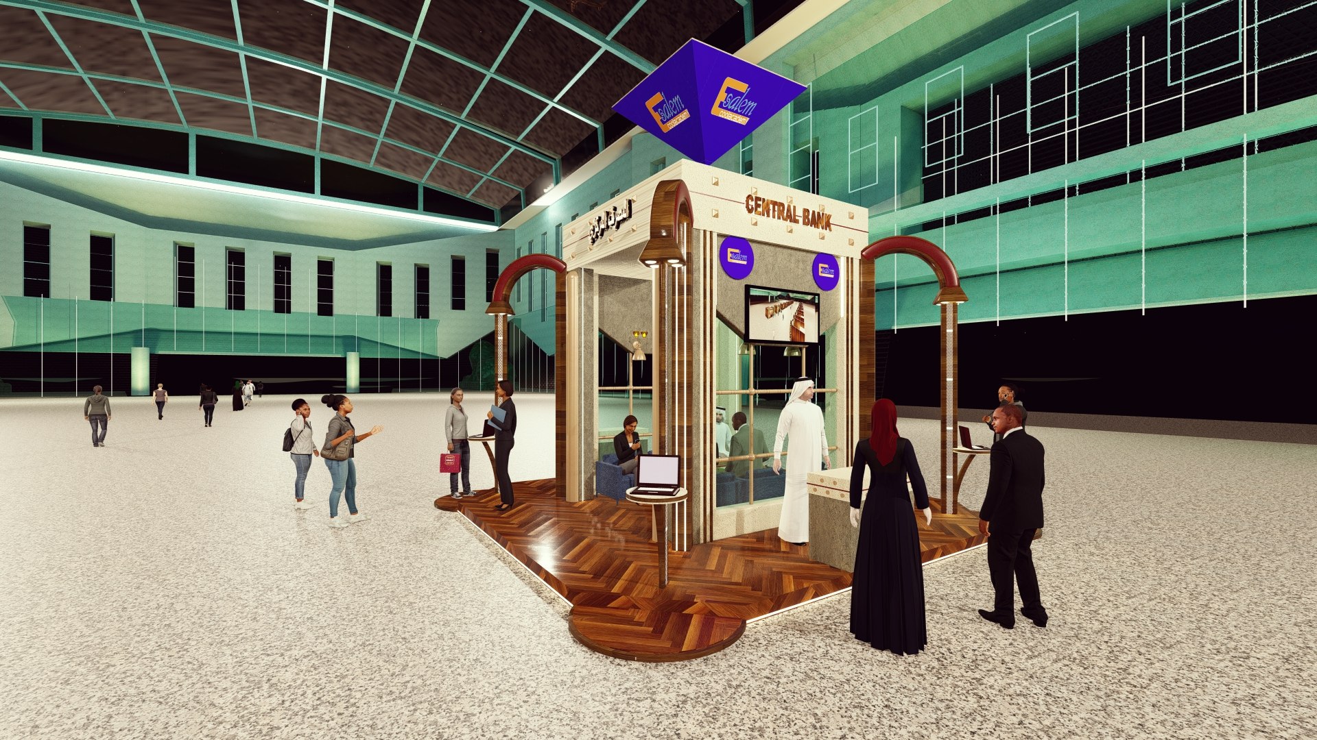 6x6 Banck Exhibition Booth Design 3D Model - TurboSquid 1906926