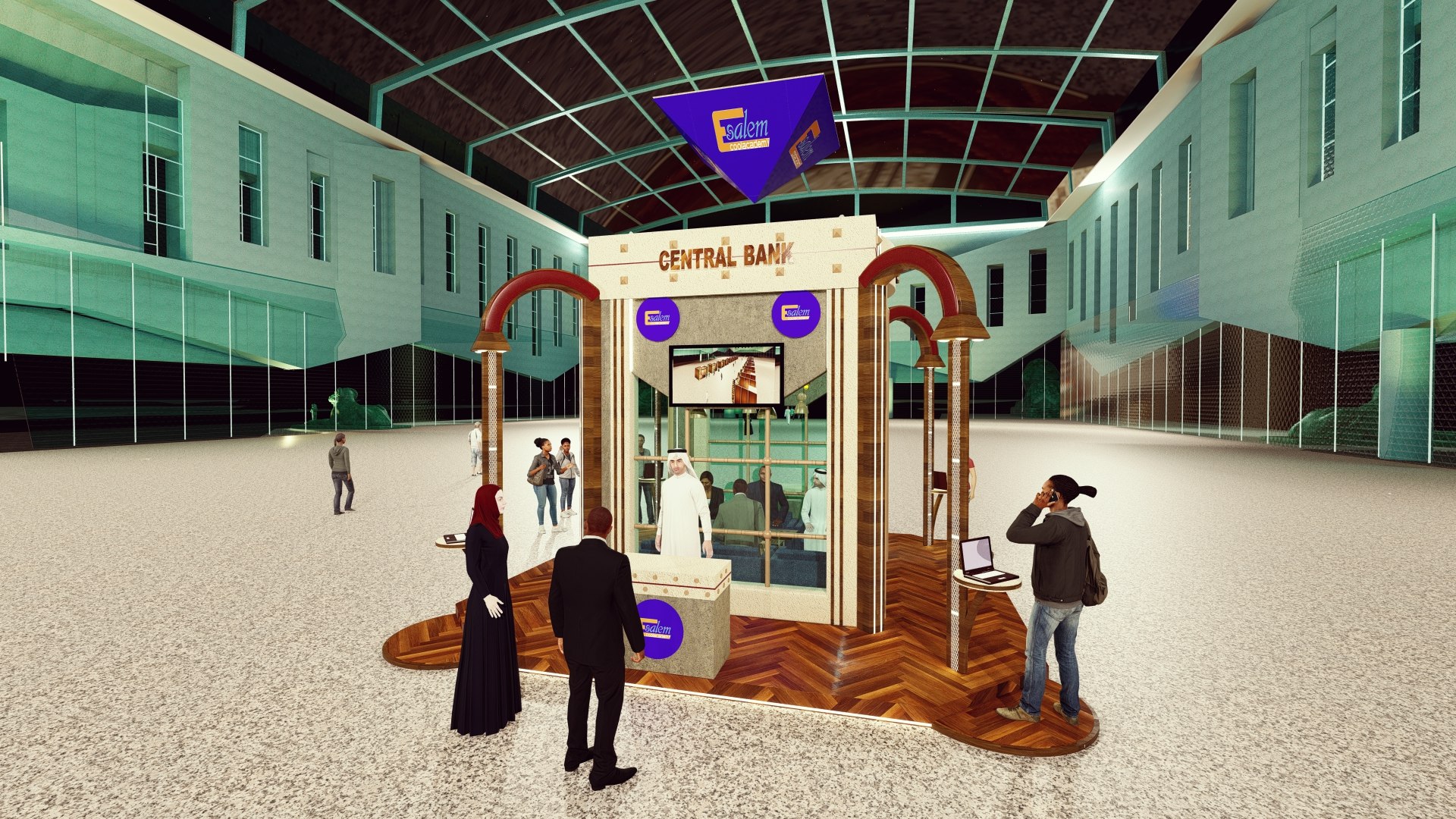 6x6 Banck Exhibition Booth Design 3D Model - TurboSquid 1906926