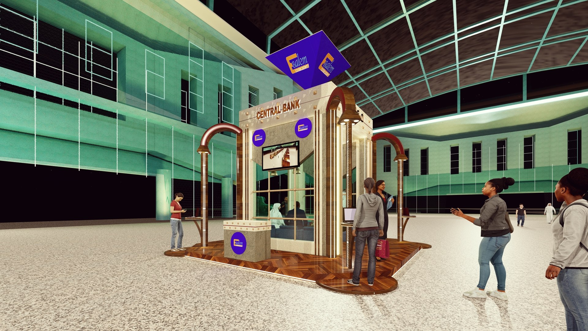 6x6 Banck Exhibition Booth Design 3D Model - TurboSquid 1906926