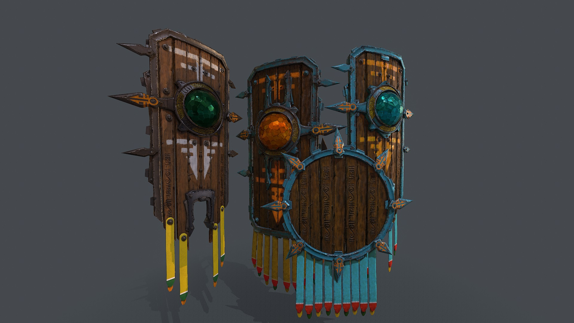 3D Aztec Shields Ready - TurboSquid 1284887