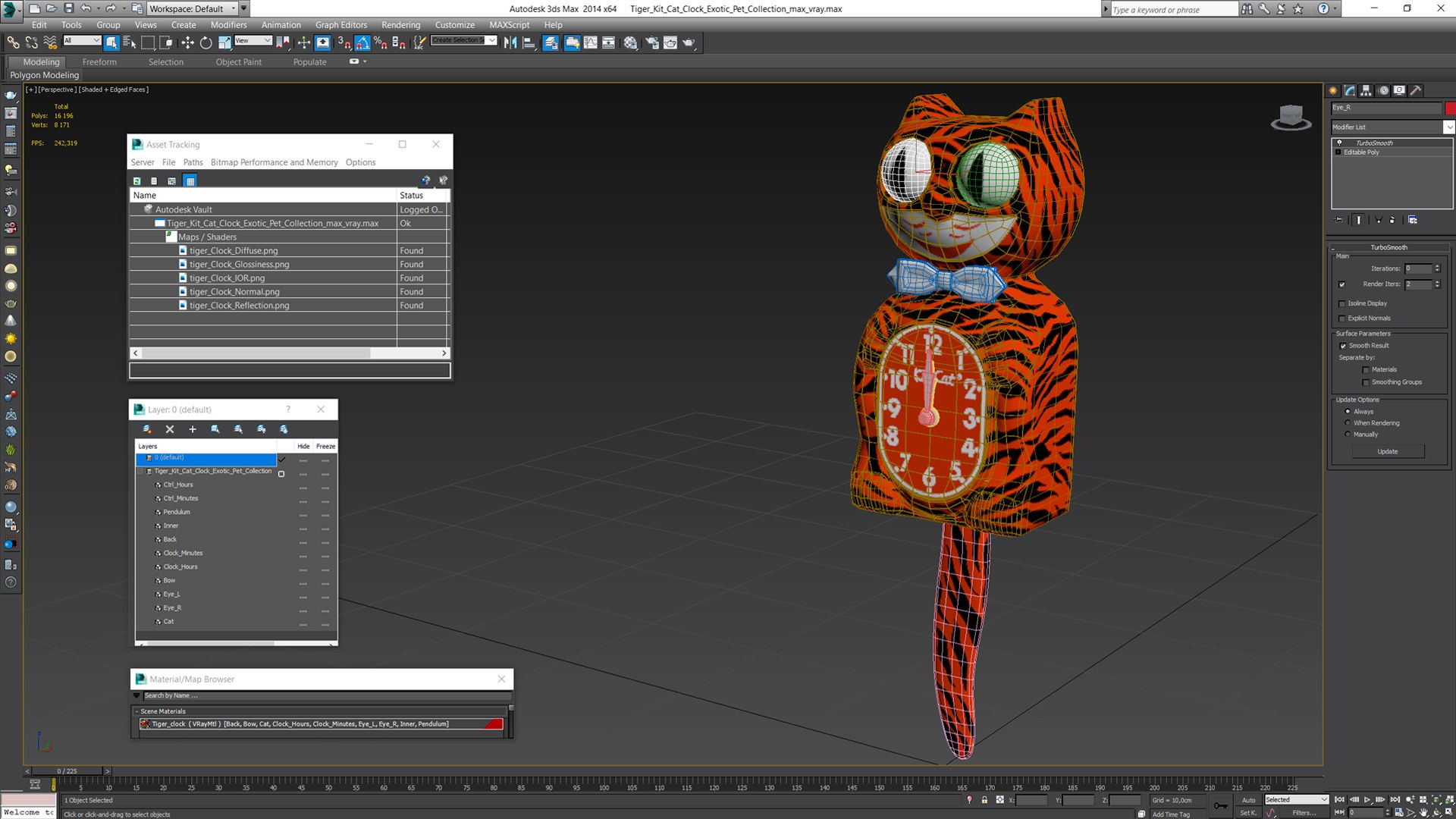 Tiger Kit Cat Clock Exotic Pet 3D model - TurboSquid 2121087