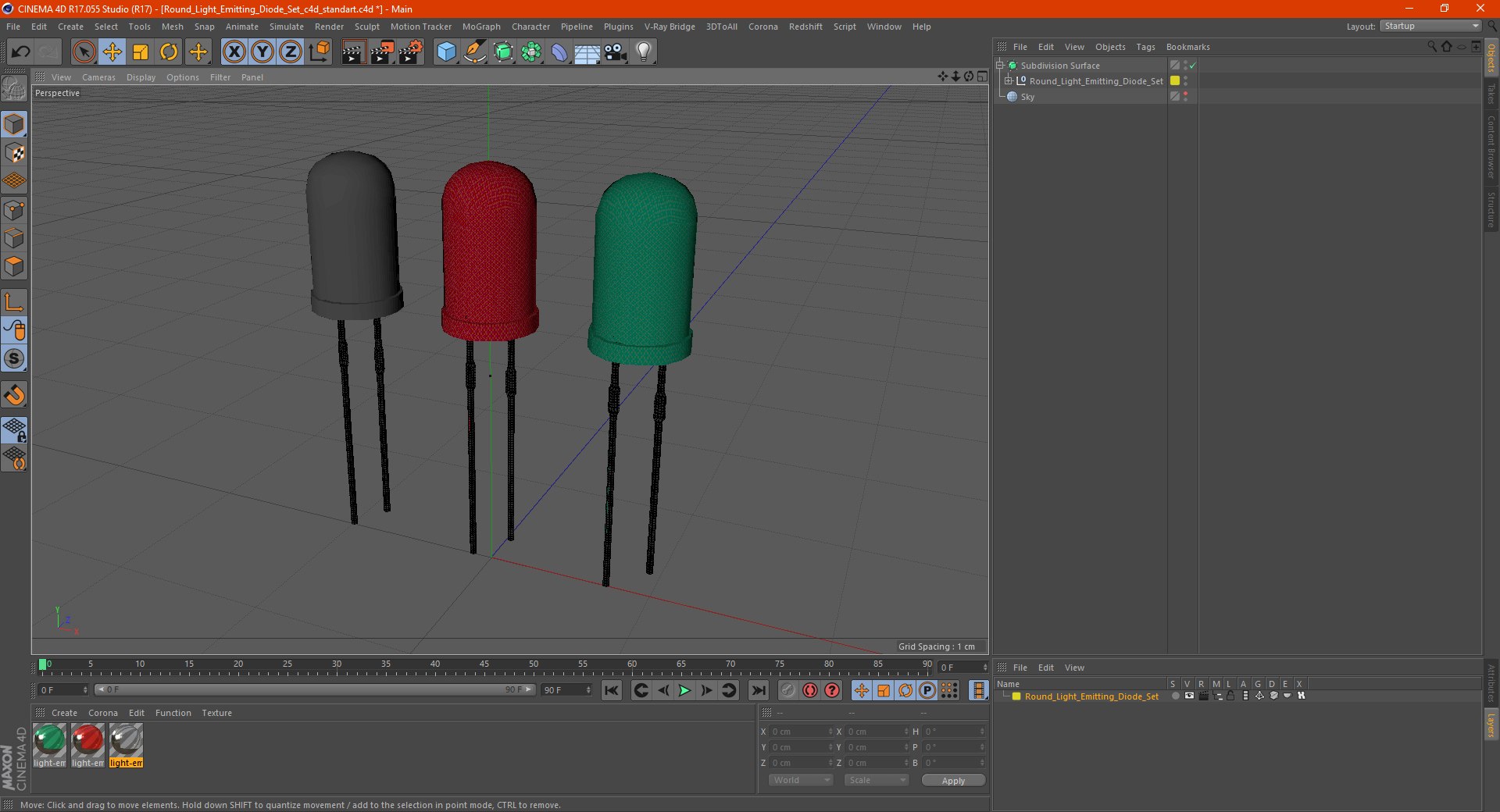 3D Round Light Emitting Diode Set model - TurboSquid 1734585