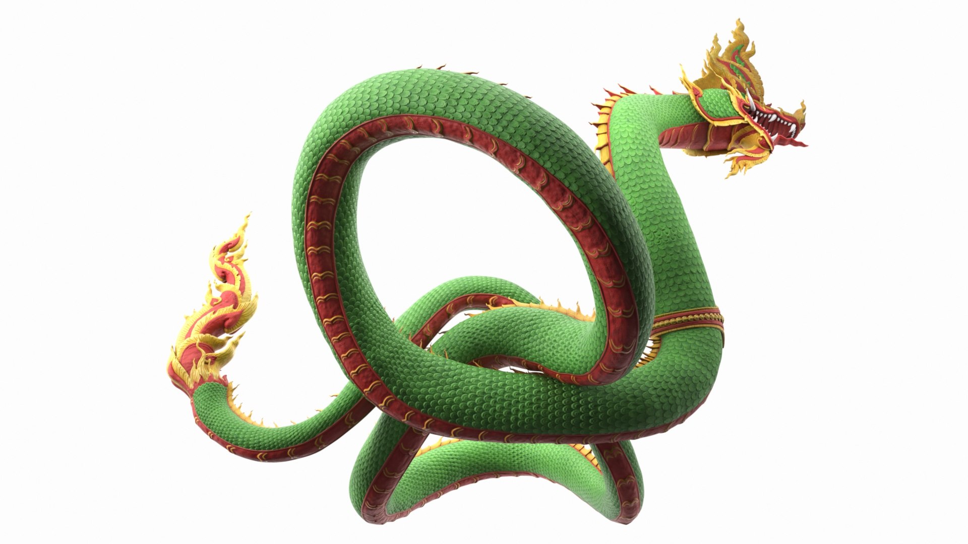 Asian Naga Dragon Green Rigged 3D Model - TurboSquid 2307894