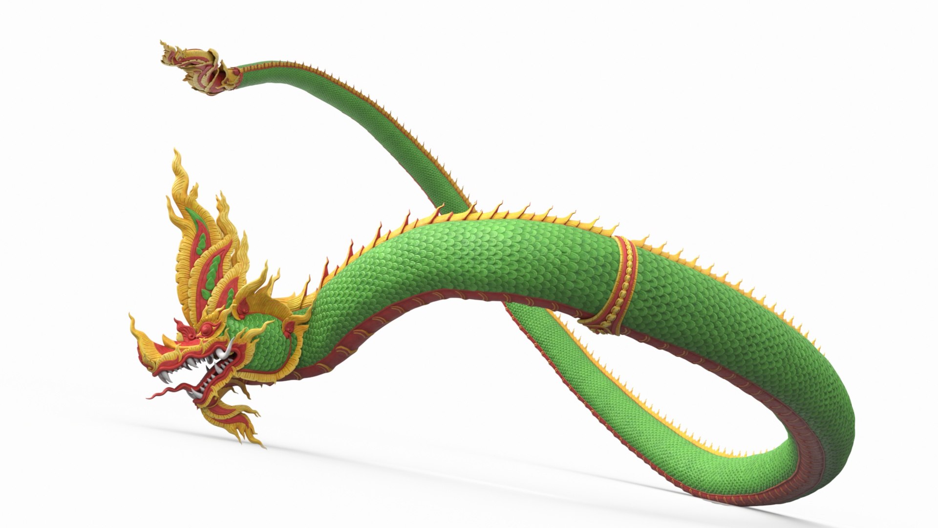 Asian Naga Dragon Green Rigged 3D Model - TurboSquid 2307894