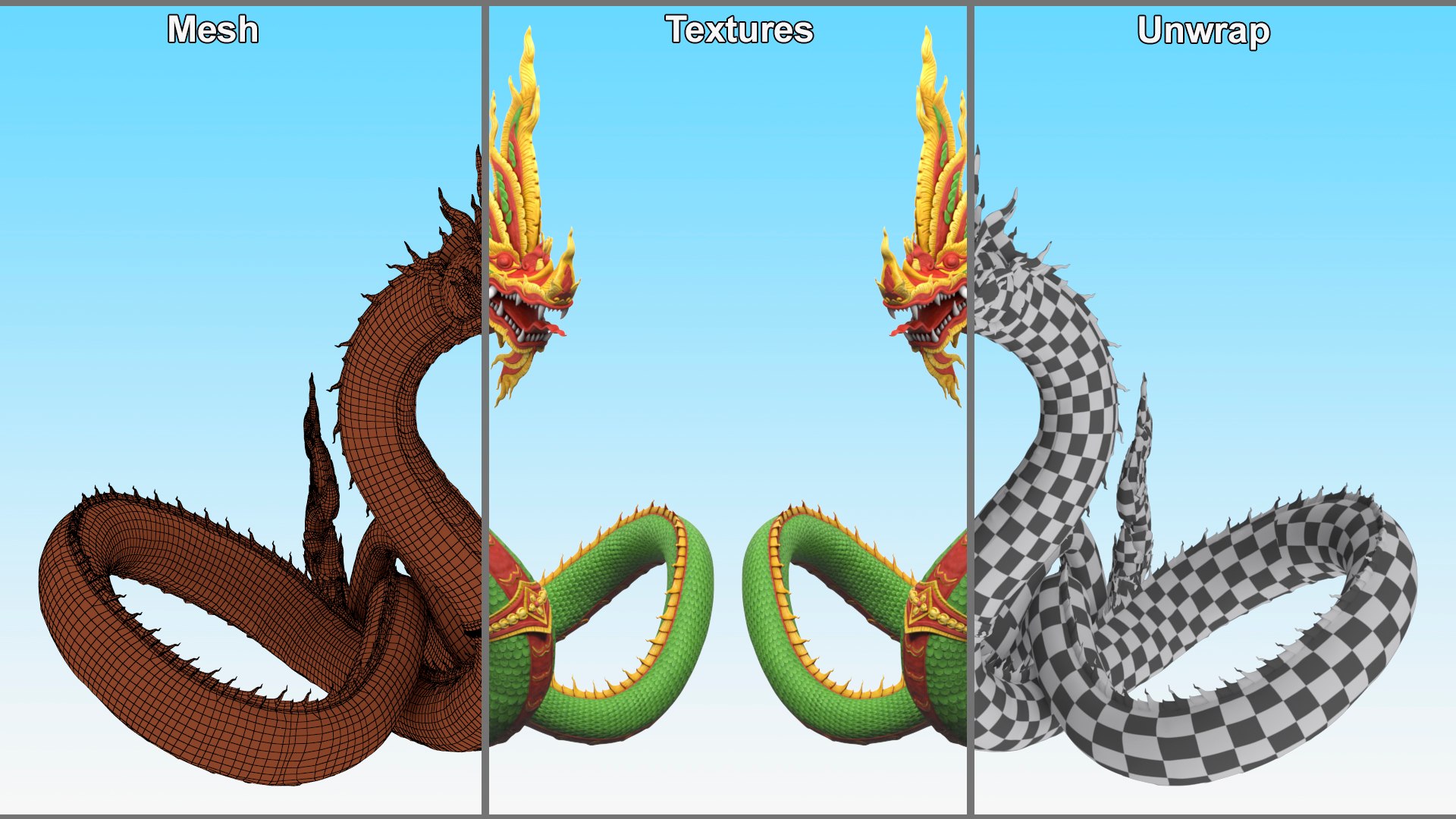 Asian Naga Dragon Green Rigged 3D Model - TurboSquid 2307894