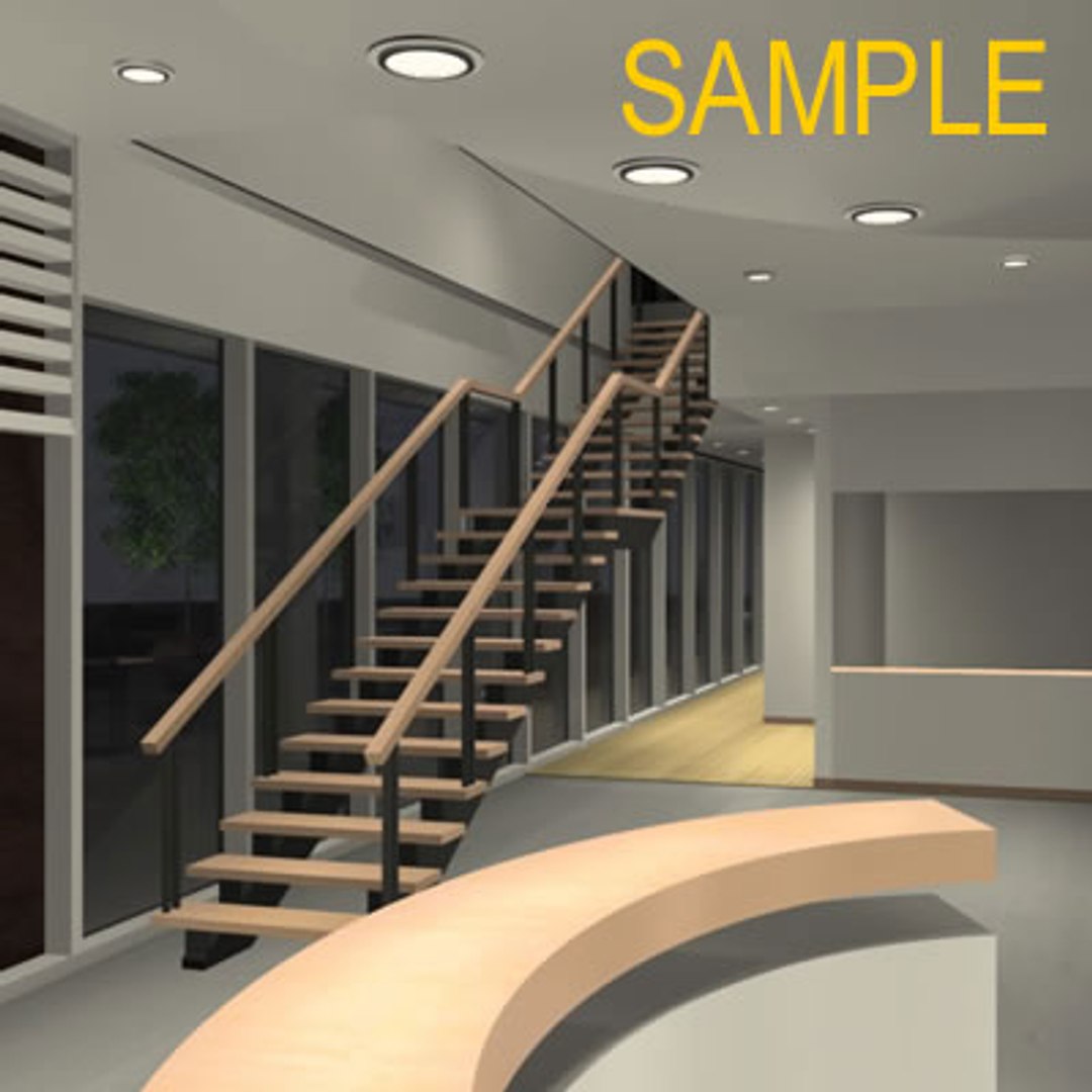 library interior exterior 3d model