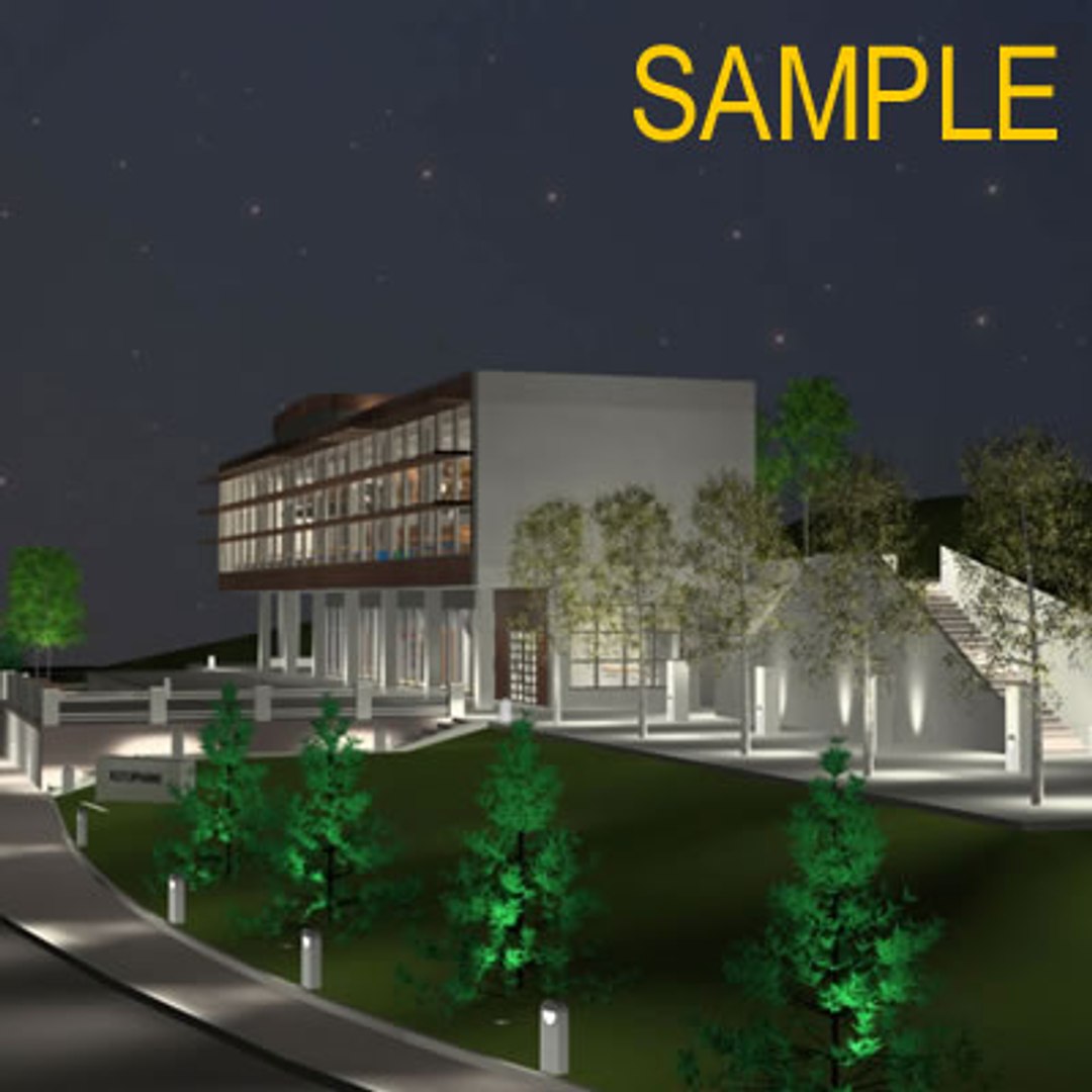 library interior exterior 3d model