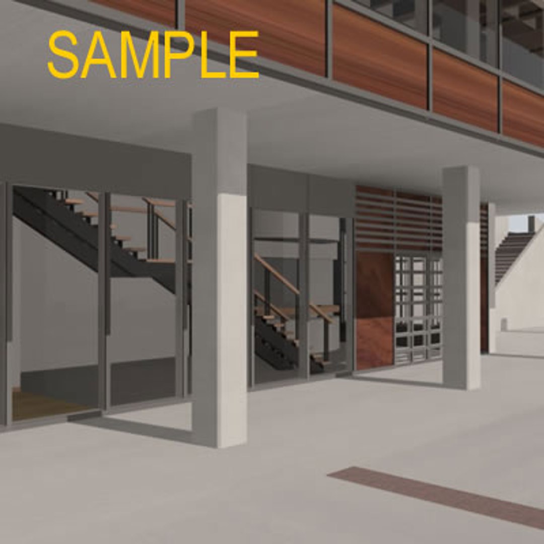 library interior exterior 3d model