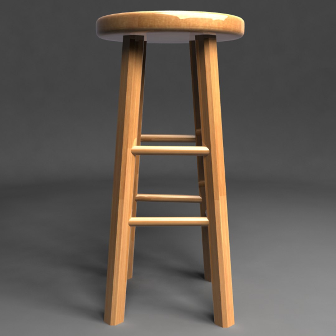 Wooden Stool 3d Model