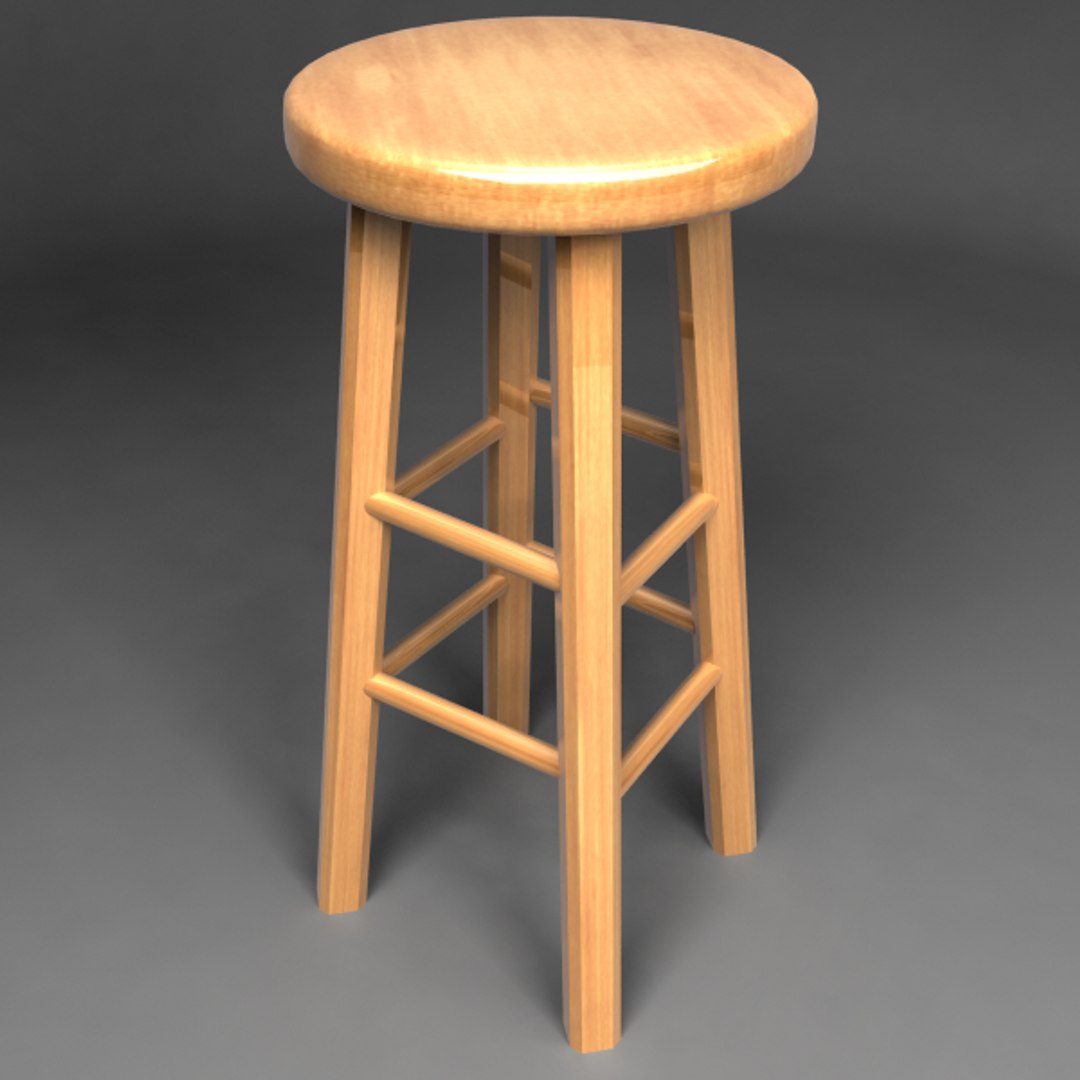 Wooden Stool 3d Model