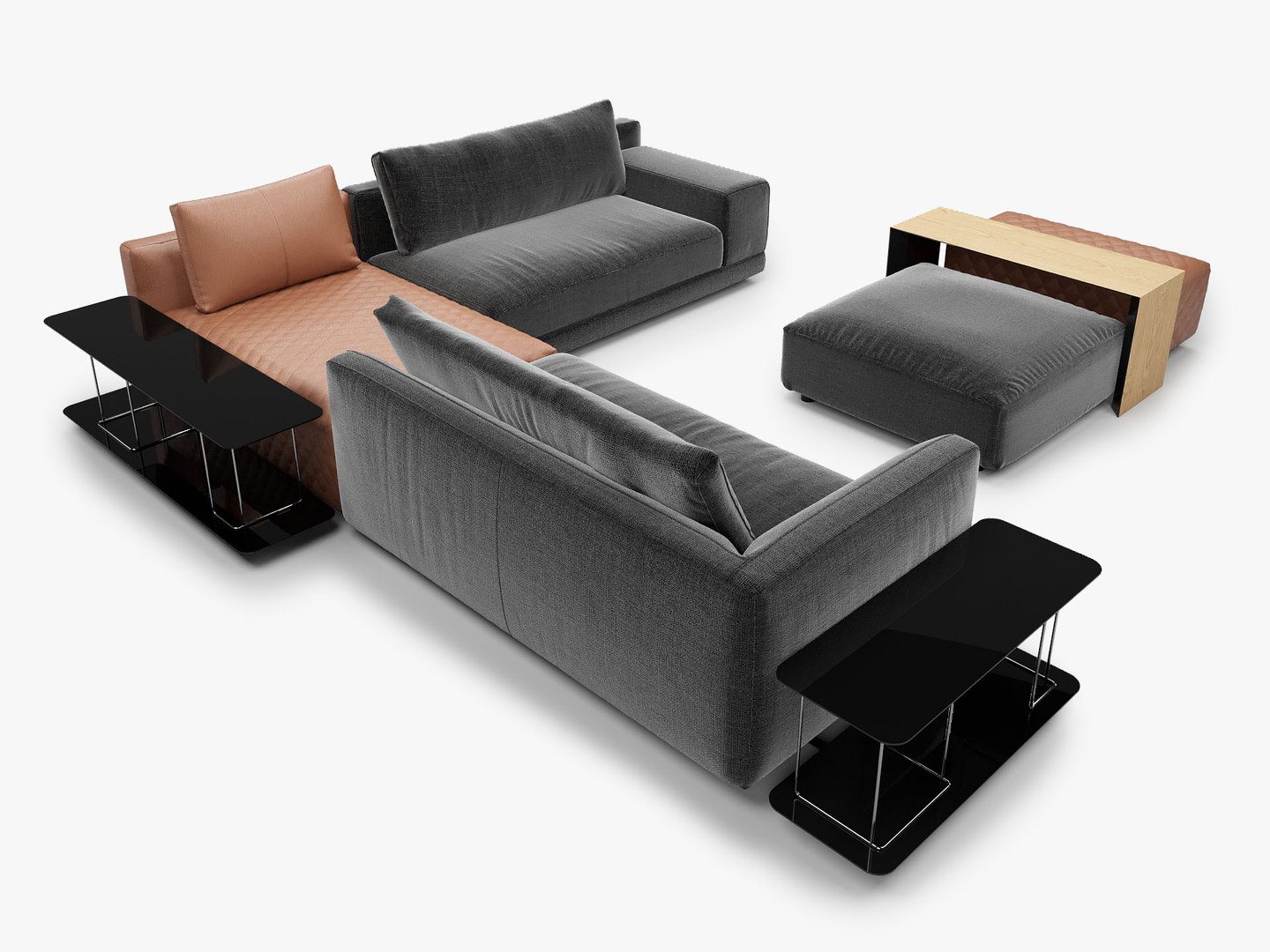 3D Model Natuzzi Italia MELPOT Sectional Sofa - TurboSquid 2114913