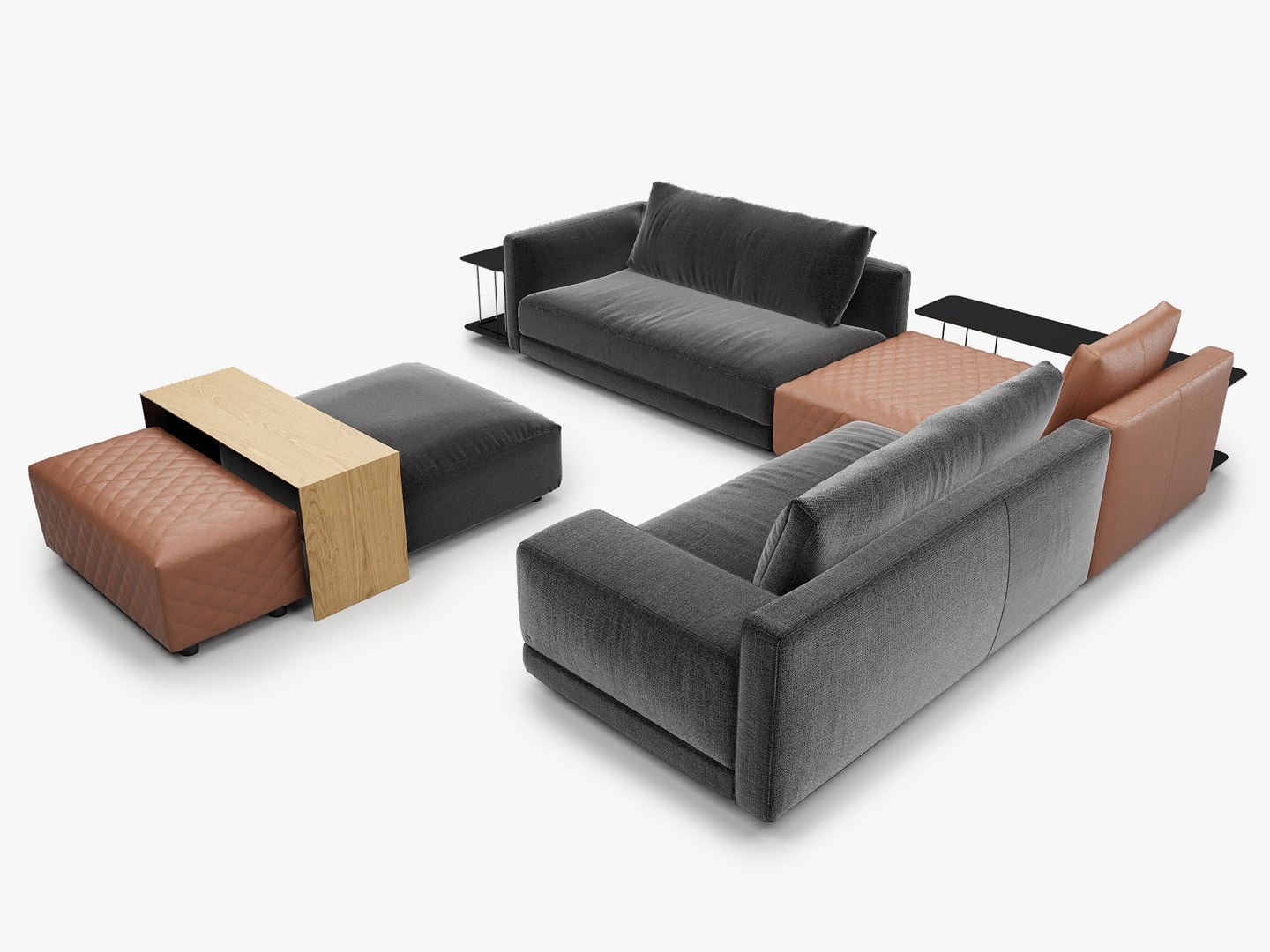 3D Model Natuzzi Italia MELPOT Sectional Sofa - TurboSquid 2114913