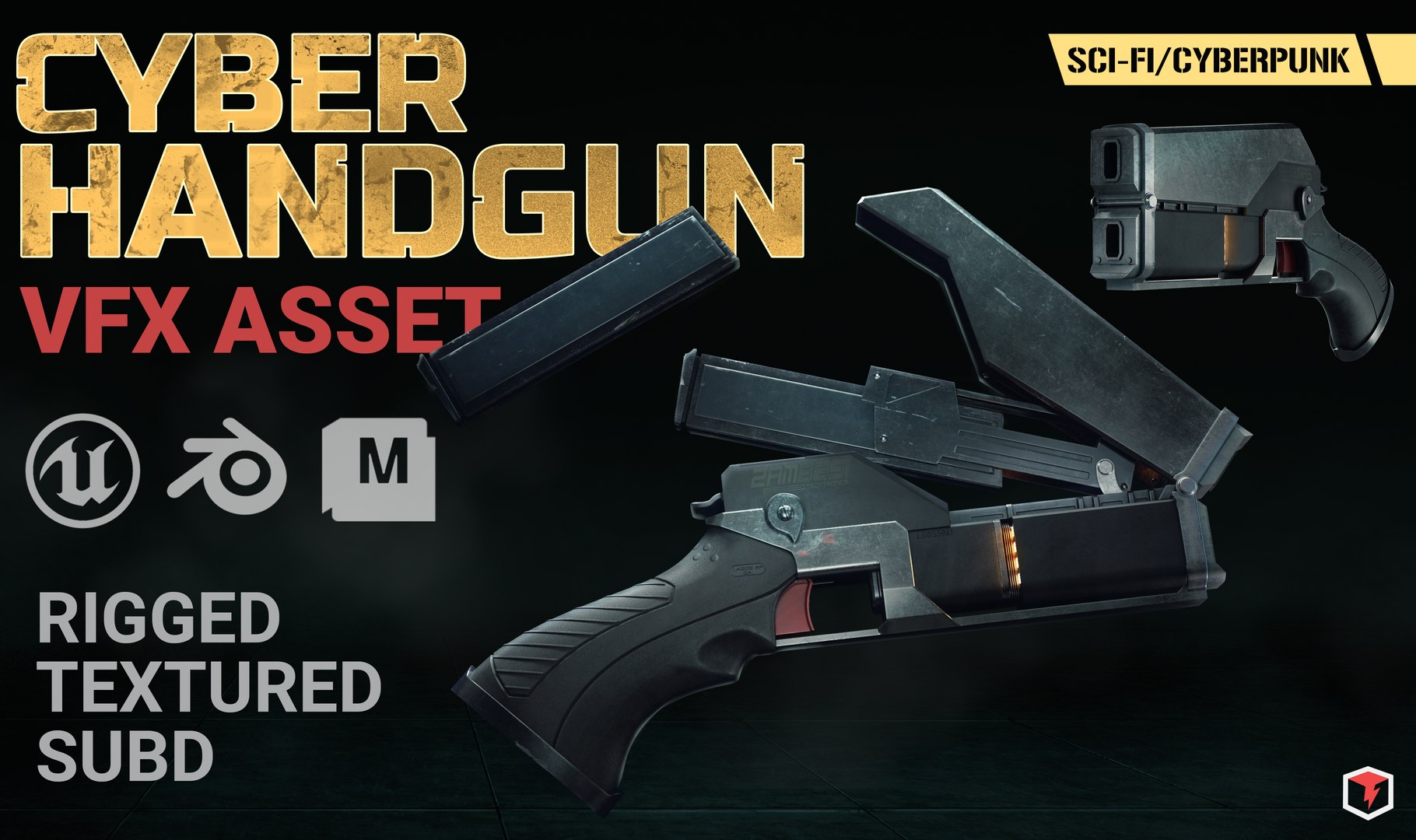Cyber Handgun VFX Asset Model - TurboSquid 2063969