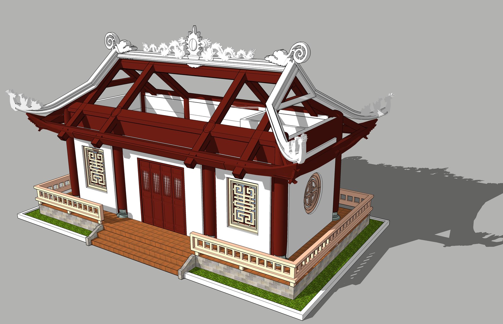 3d model of house monks mountains