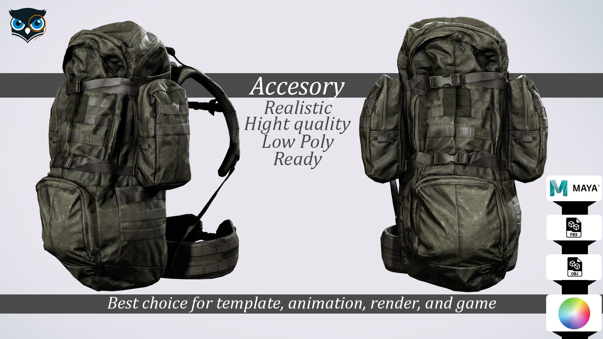 Special Forces Tactical Backpack - Realistic Game Asset 3D Model ...