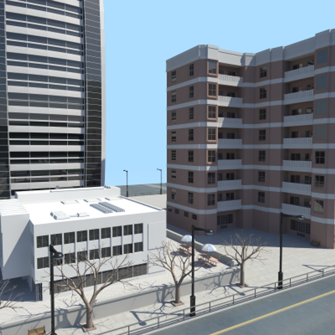 City Block Buildings 3d Max