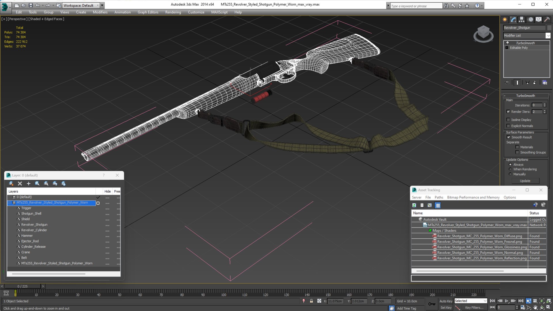 MTs255 Revolver Styled Shotgun Polymer Worn 3D model - TurboSquid 2075489