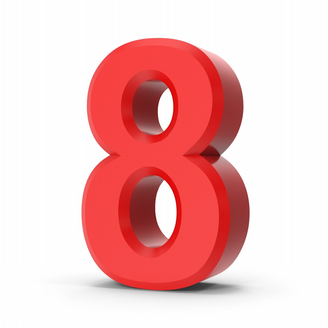 Red Number 8 3D - TurboSquid 2241995