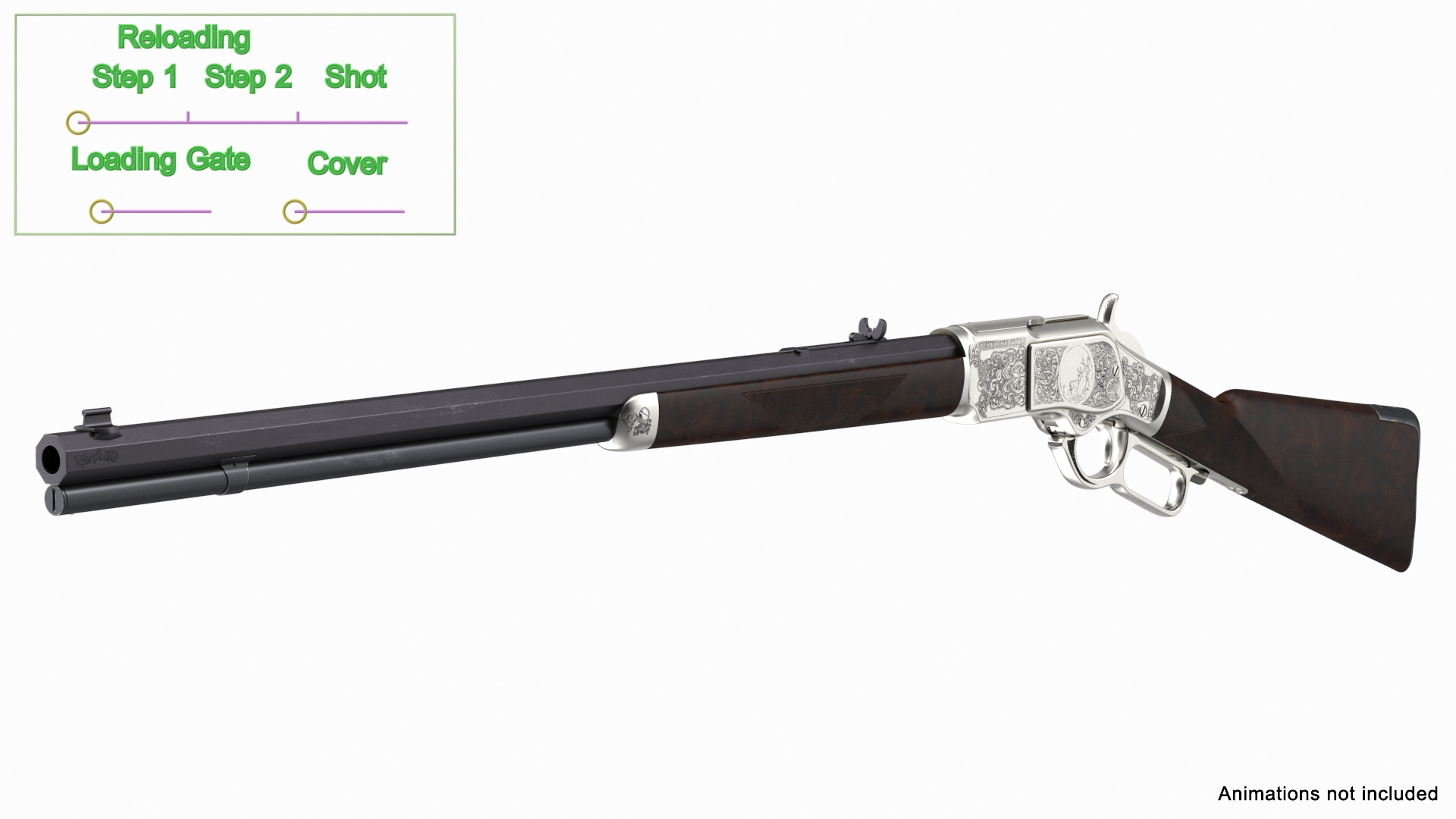 Engraved Winchester Model 1873 Silvered Case Rigged 3D Model ...