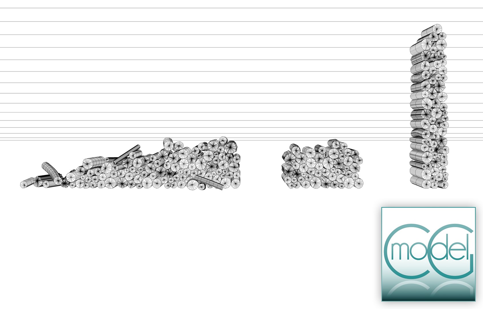wood pile 3d 3ds