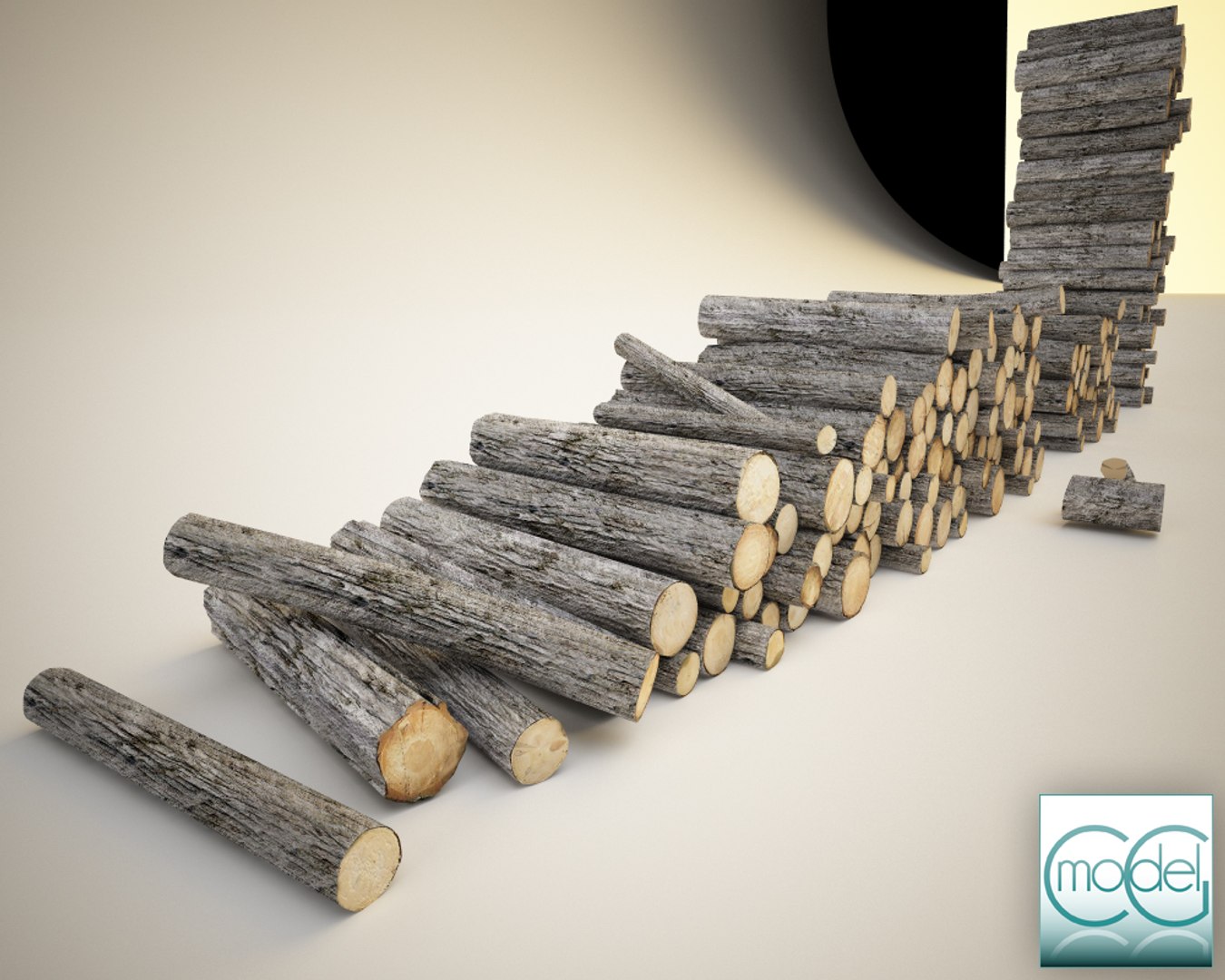wood pile 3d 3ds