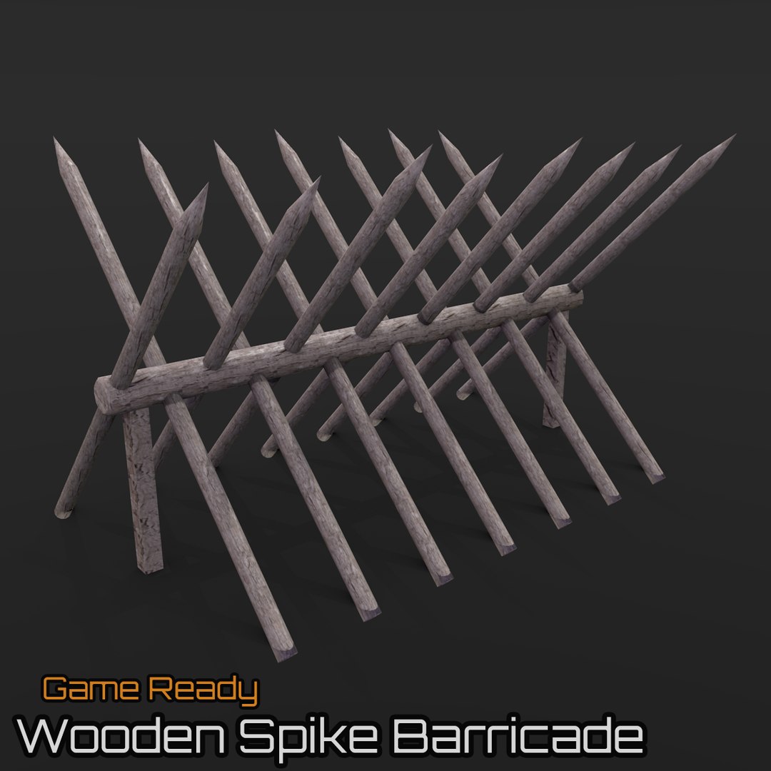 3d Model Ready Wooden Spike Barricade